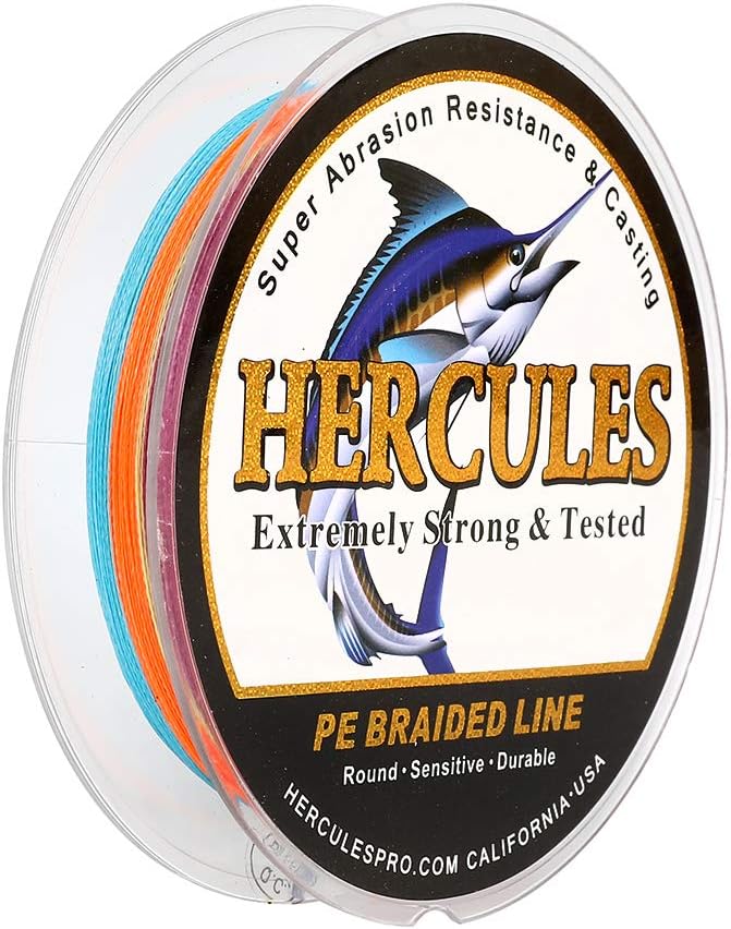 HERCULES Cost-Effective Super Strong 4 Strands Braided Fishing Line 6LB ...