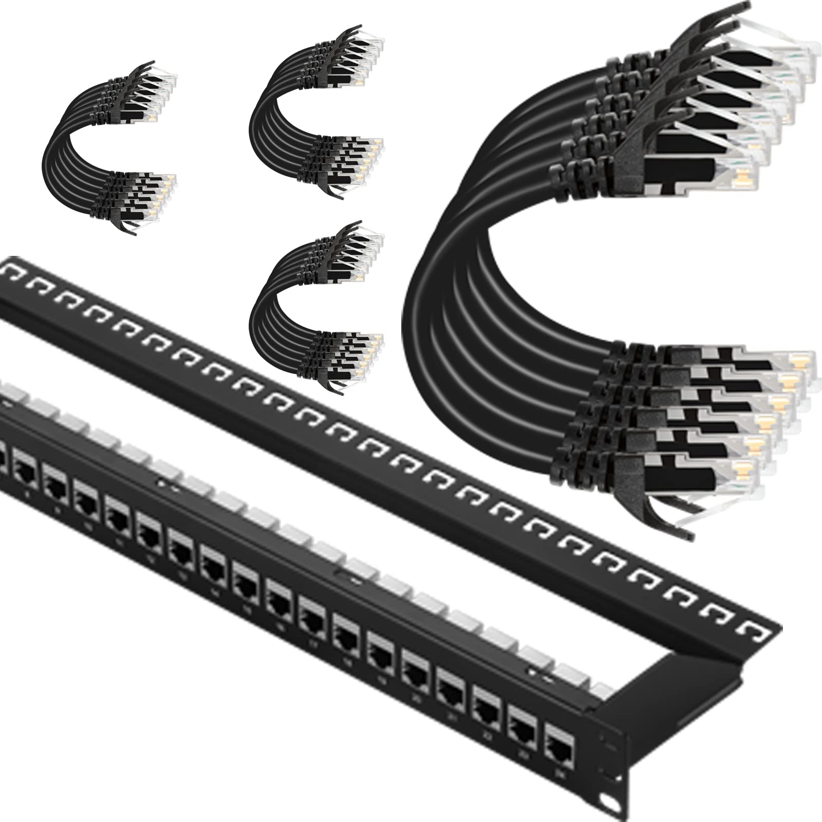 Amazon.com: Rapink Patch Panel 24 Port Cat7 Bundle with Patch Cables ...