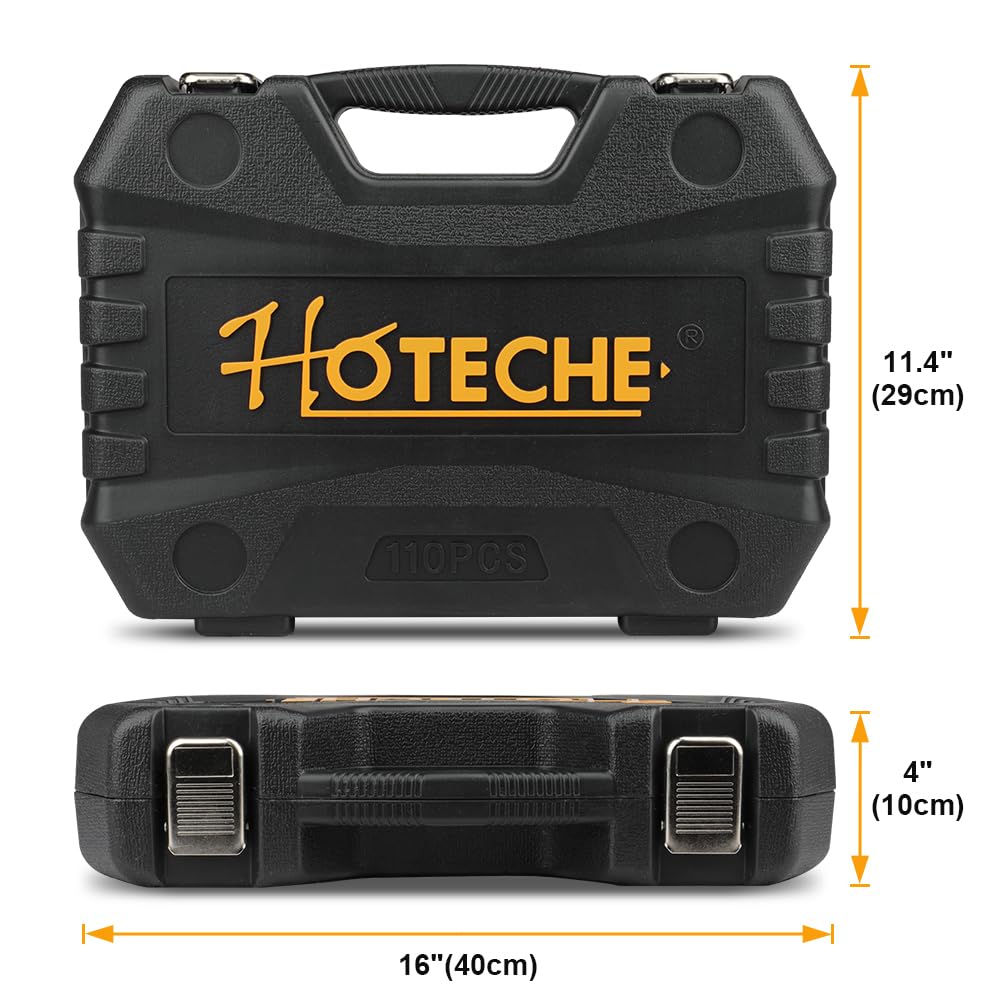 Hoteche Socket Spanner Set 110 Pieces 1/4 Inch & 1/2 Inch Tool Box Set ...