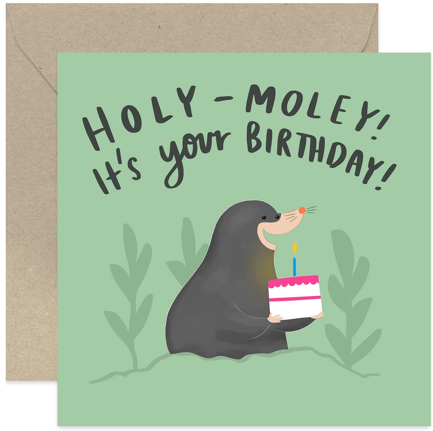 Old English Co. Holy Moley Birthday Card for Him - Humorous Mole Pun Birthday Card for Her and ...