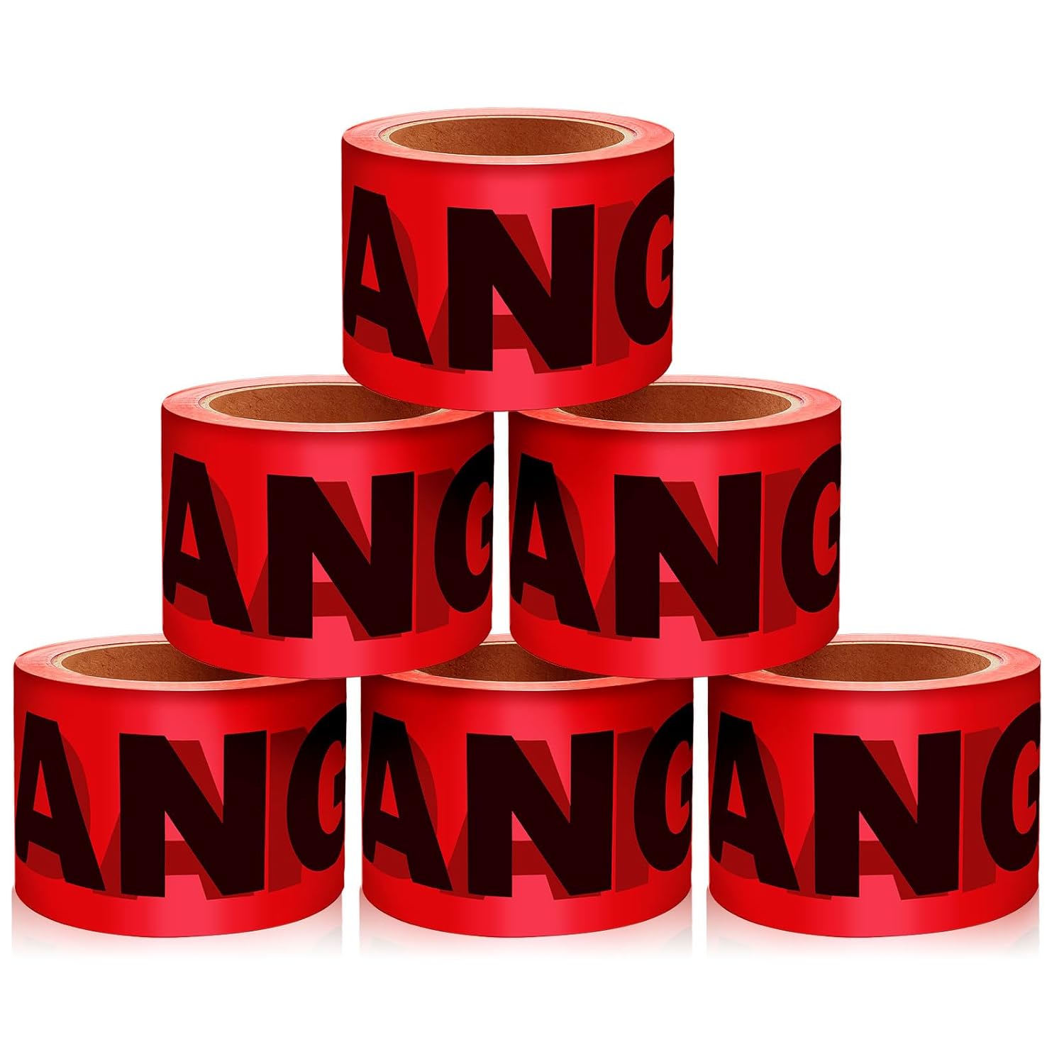 Pangda 6 Rolls Red Danger Tape 3 Inch x 300 ft Hazard Safety Non ...