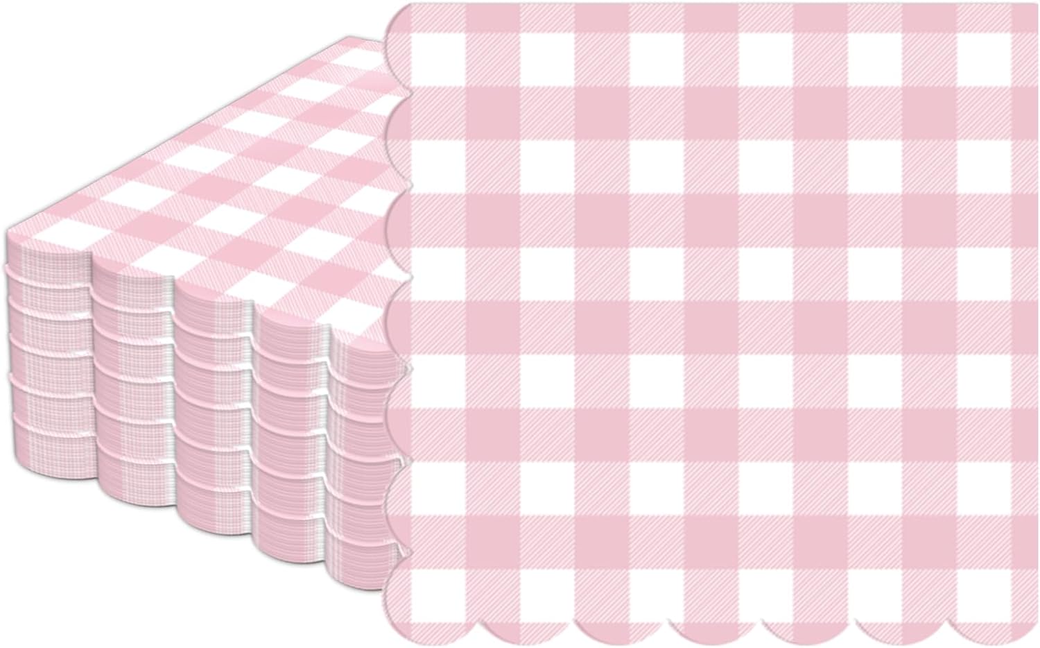 Amazon.com: 50Pcs Pink Scalloped Napkins Pink and White Checkered ...