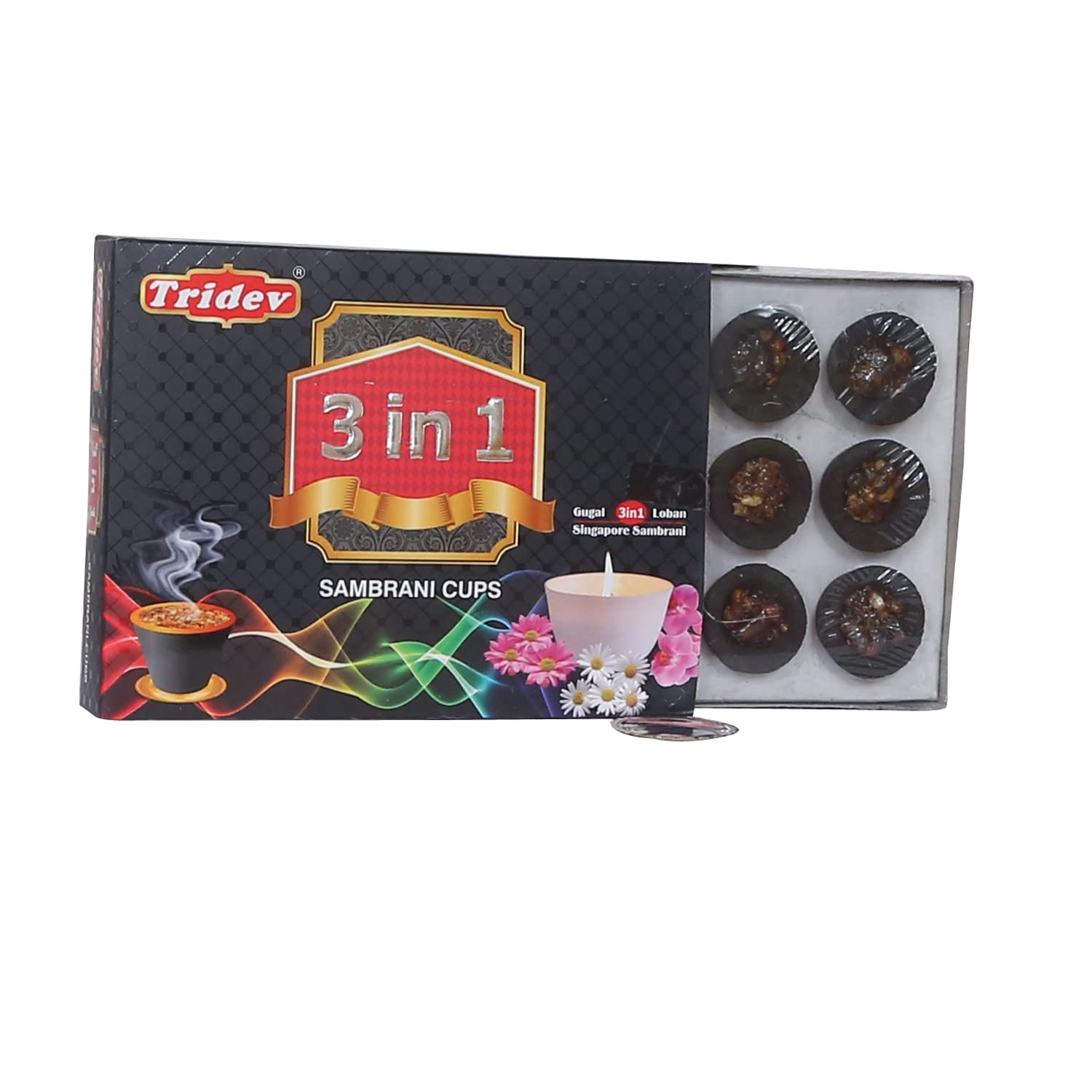 Tridev Sambrani Dhoop Cup 3 in 1 Pack of 12 : Amazon.in: Home & Kitchen