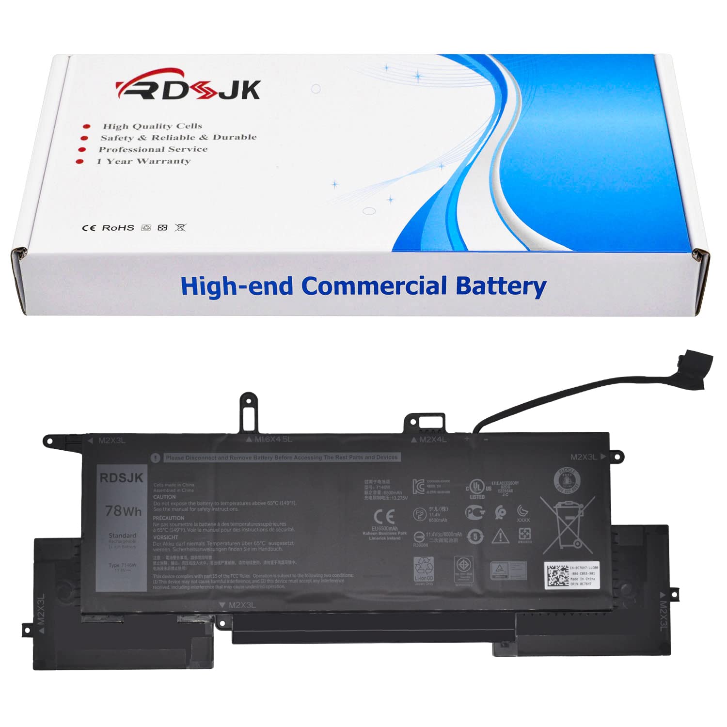 Amazon.com: RDSJK 7146W 0C76H7 C76H7 Laptop Battery for Dell Latitude ...