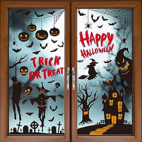 239Pcs Halloween Window Clings Stickers, 9Sheets Halloween Window ...