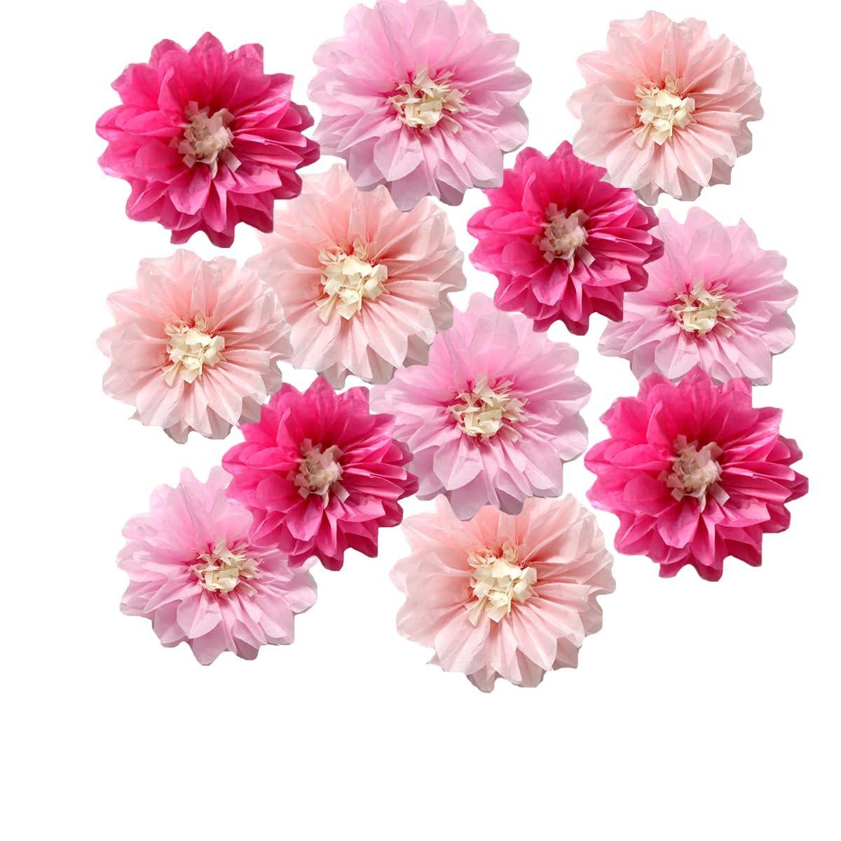 Amazon.com: 12pcs 10in 12in Paper Flowers Tissue Flowers Pom Paper Pom ...