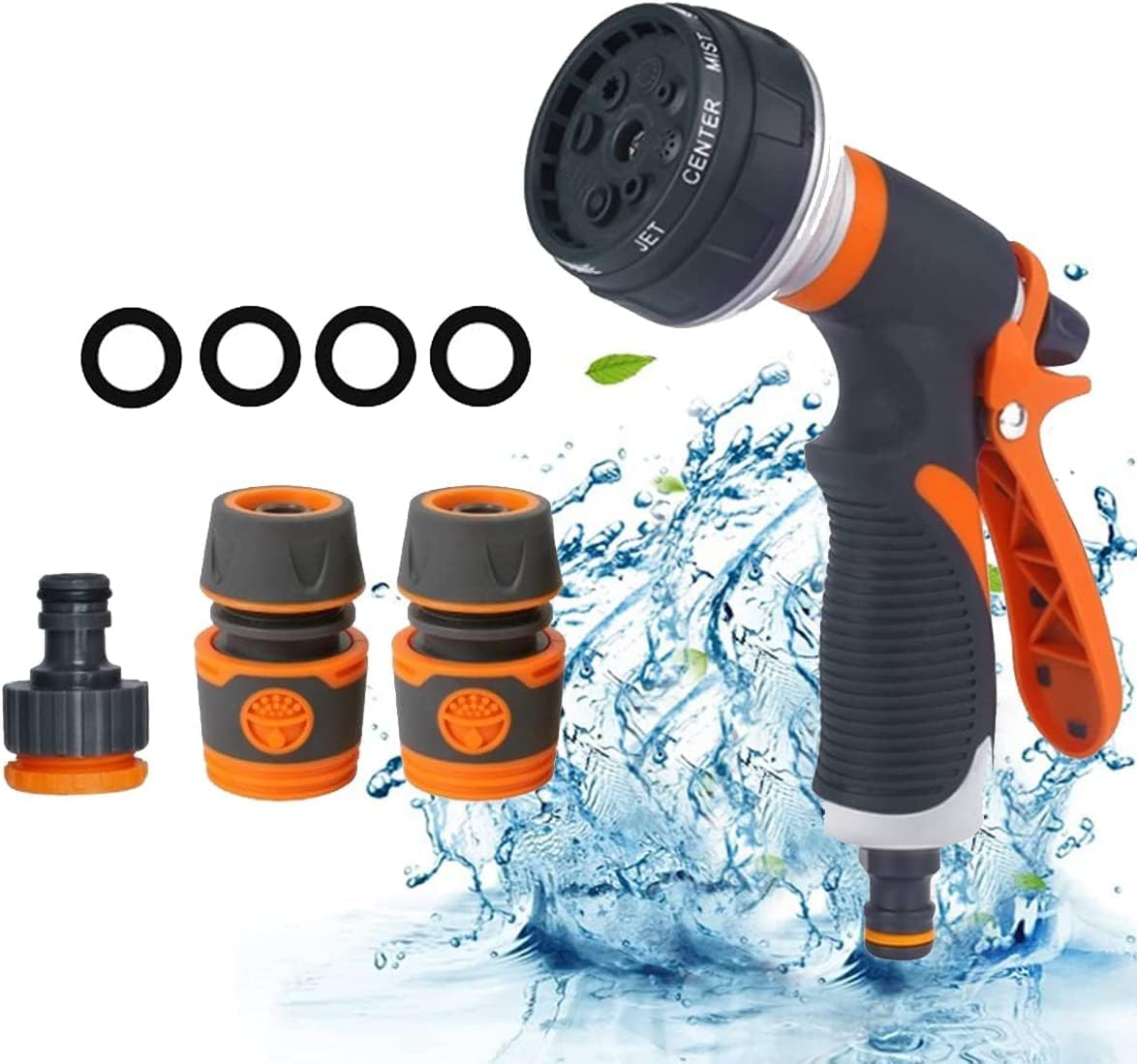 Garden Hose Pipe Spray Gun 8 Adjustable Patterns High Pressure Spray ...