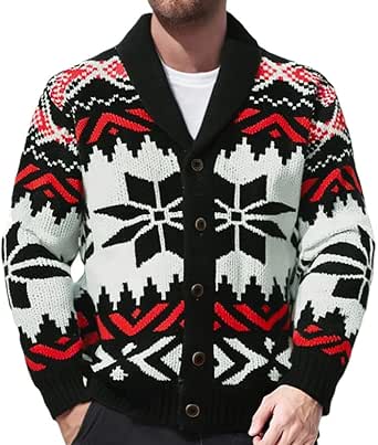 Aztec Western Cardigan Sweaters for Men Ethnic Vintage Lapel Tribal ...