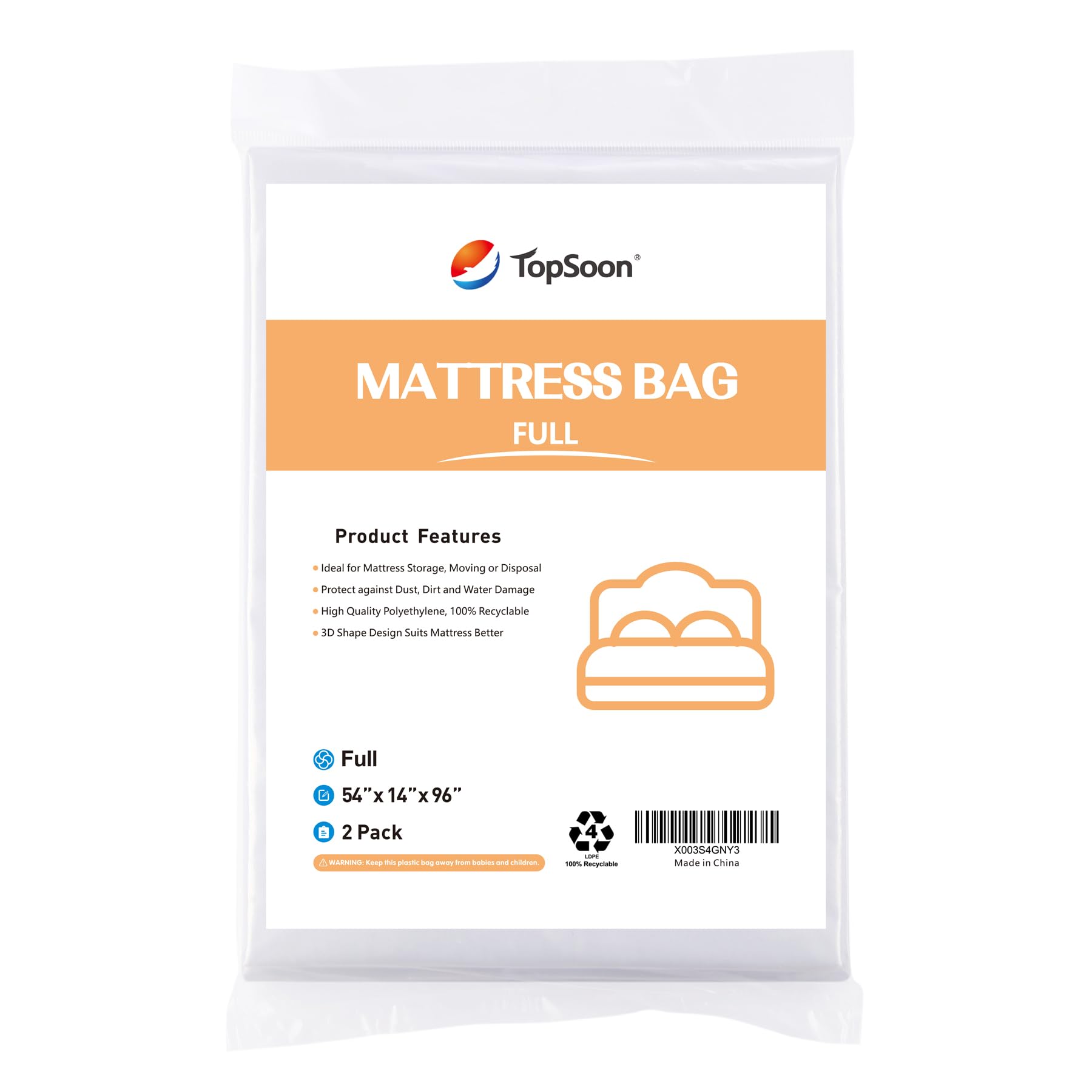 Amazon.com: TopSoon 2 Pack Mattress Bags Full Size Mattress Storage ...