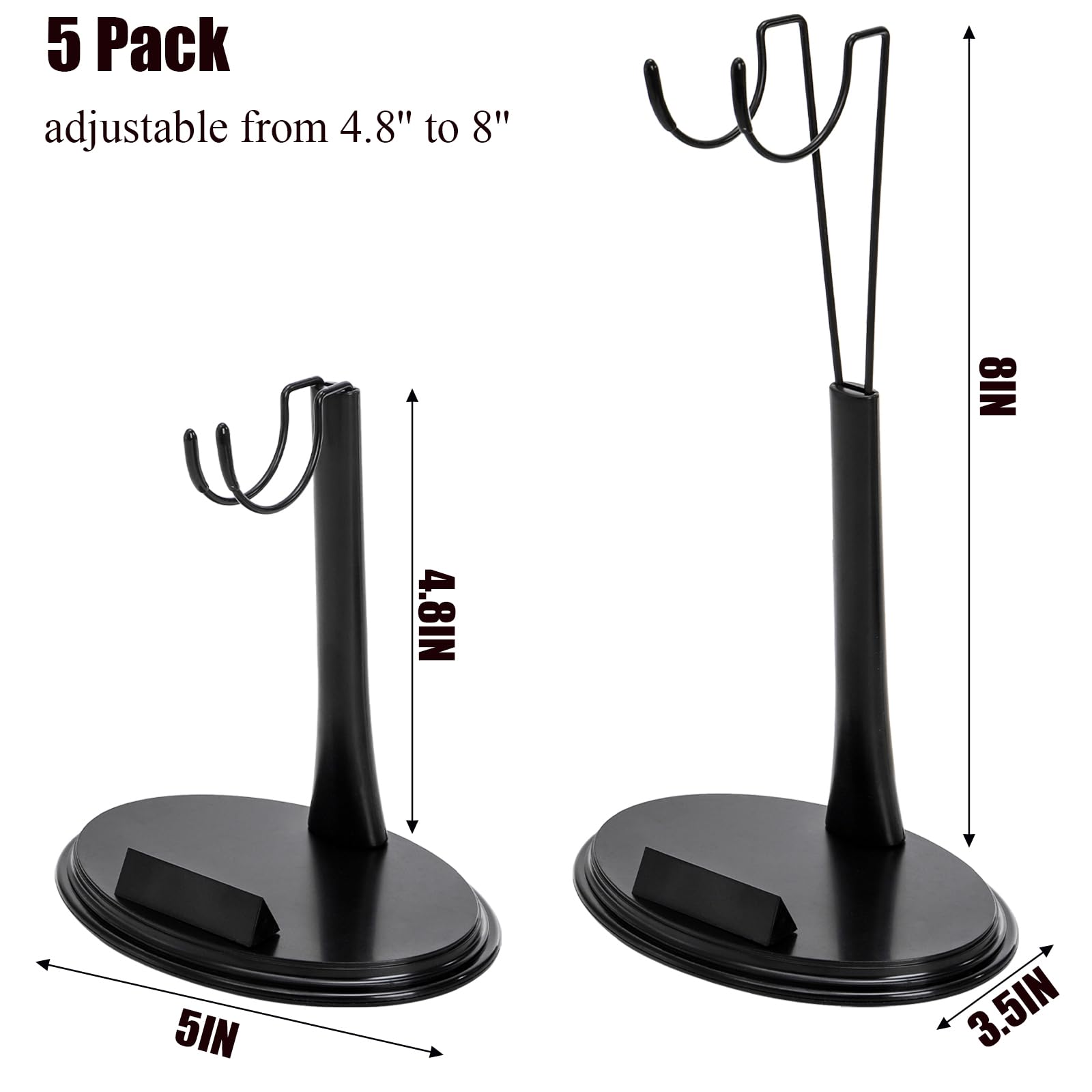 Snapklik.com : 5 Pack Action Figure Stands, Black Doll Holder Stand, 1/ ...