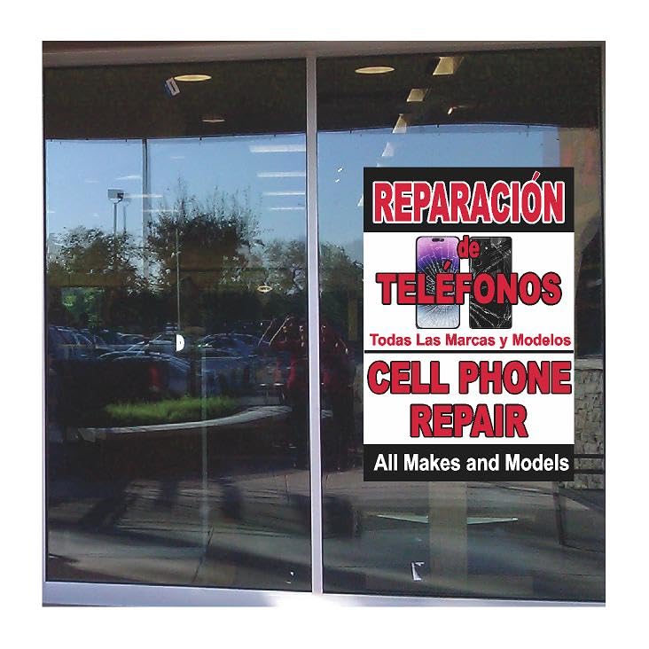 Amazon.com: Spanish Cell Phone Repair Business Sign Sticker Vinyl Decal ...