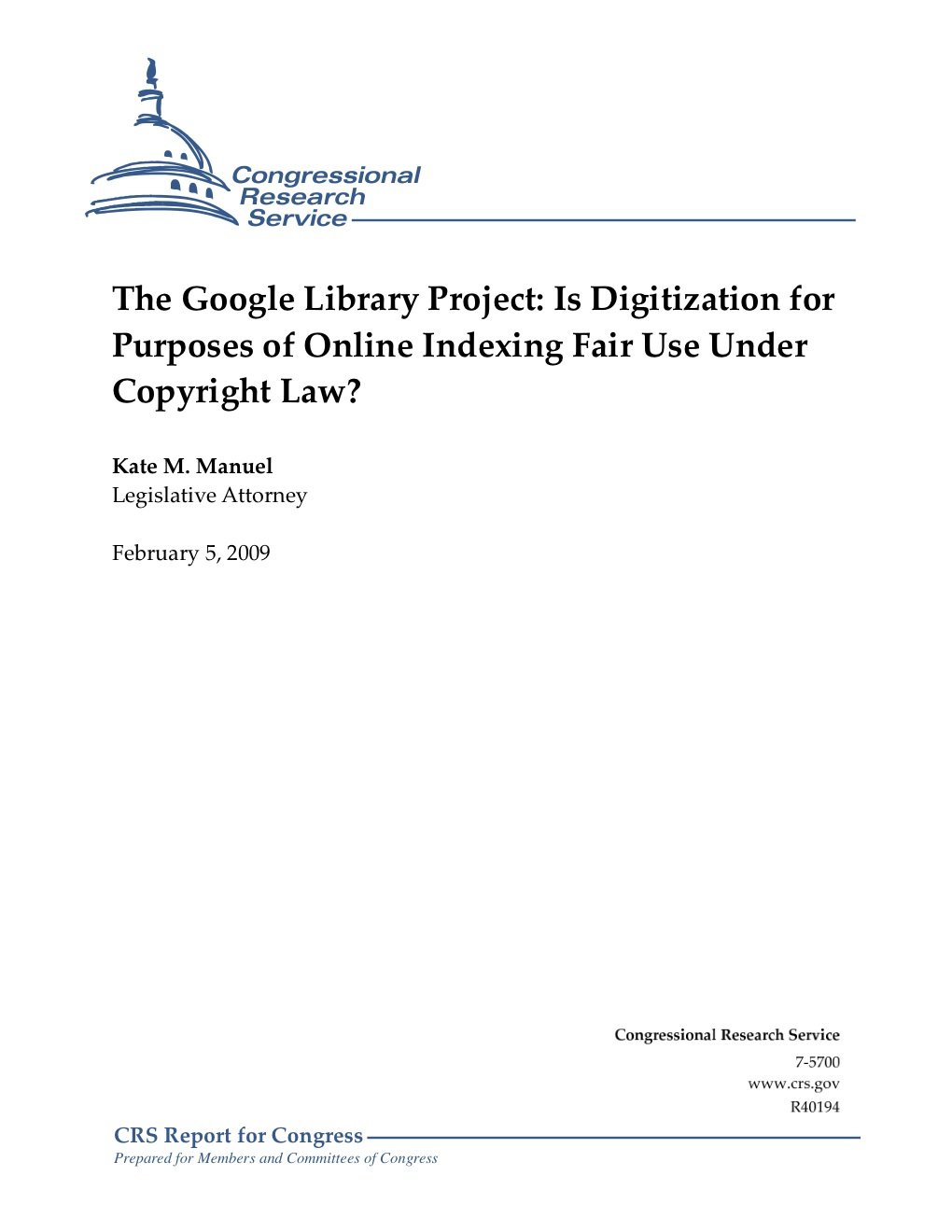 The Google Library Project: Is Digitization for Purposes of Online ...