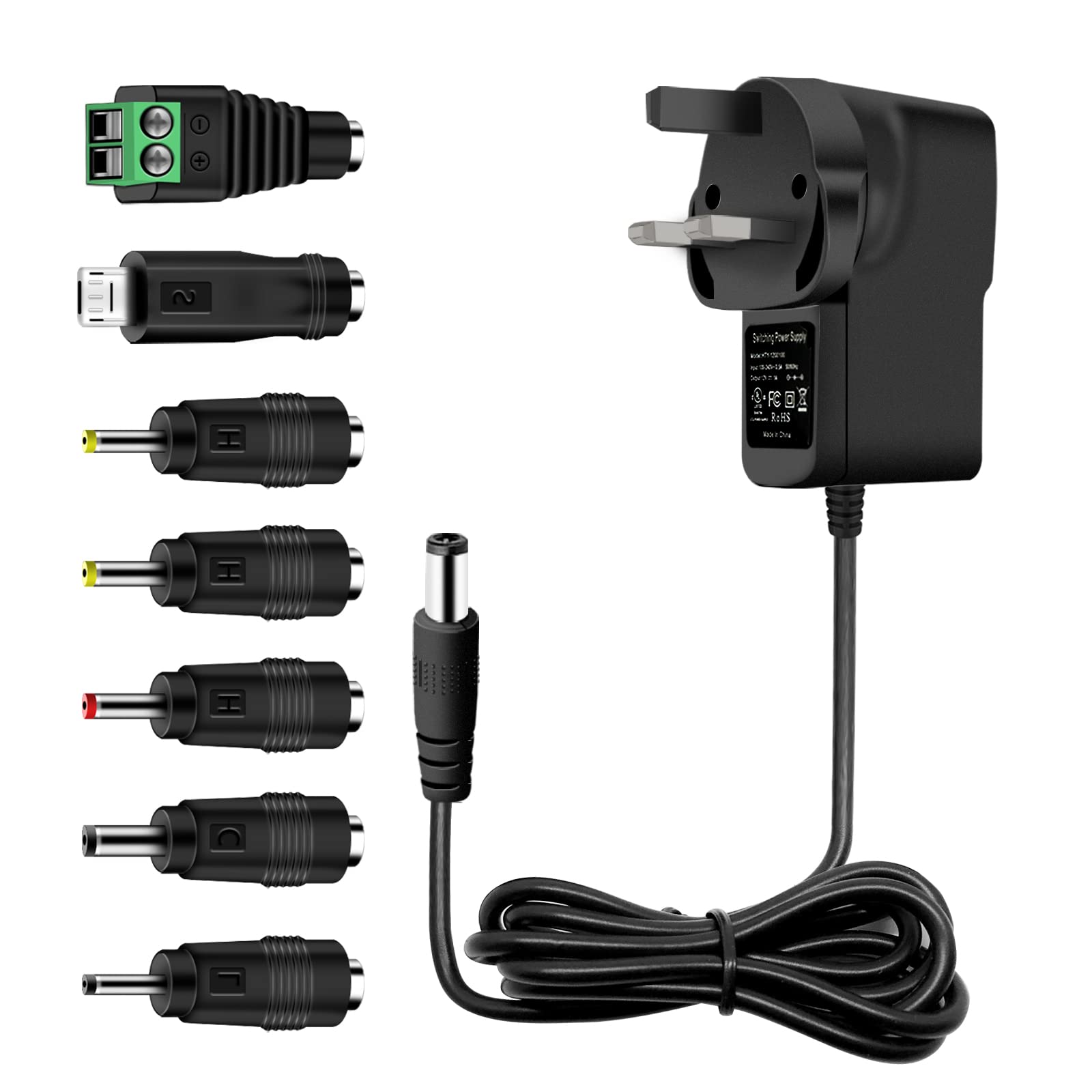 12V 1A Power Supply Adapter, Etopgo Universal AC to DC Power Adapter ...