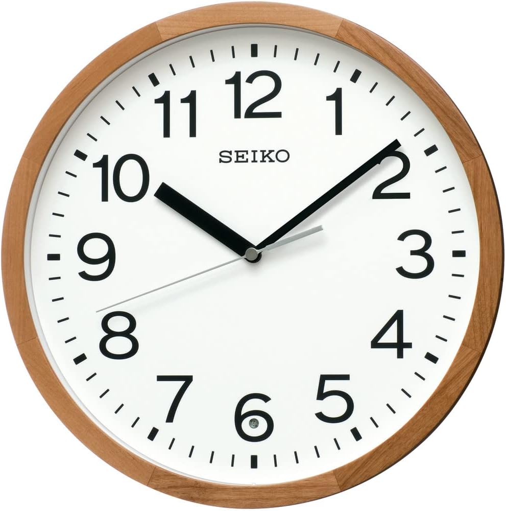 Amazon.com: Seiko Clock KX249B Radio Wave Analog Wooden Frame Natural ...
