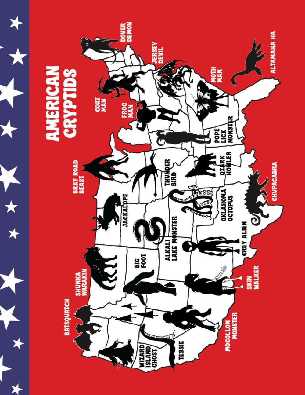 Cryptid Map of the USA - Journal Lined: College Ruled Notebook | 8.5" x ...