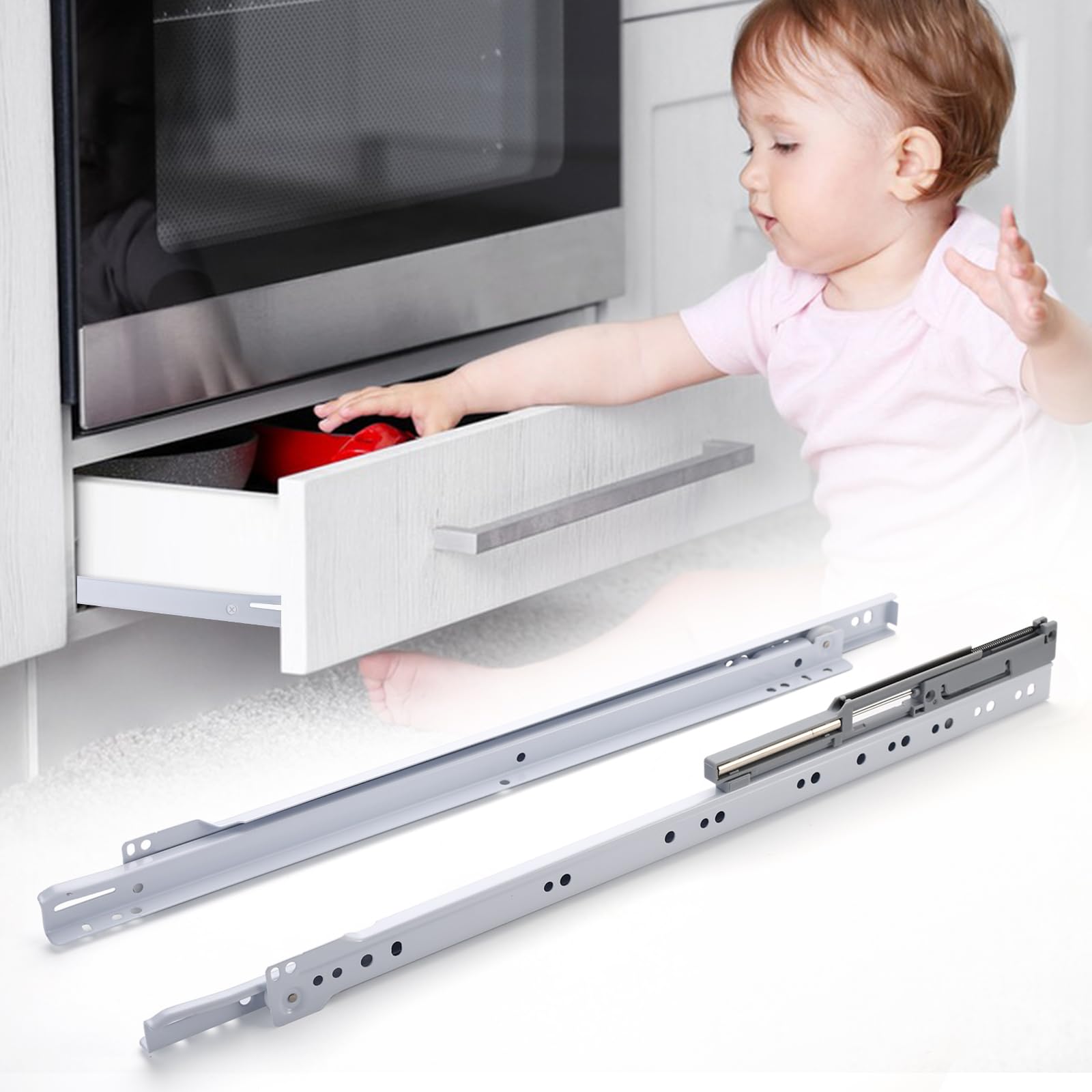 Snapklik.com : Soft Close Drawer Slides,1 Pair Of 20 Inch Bottom Mount ...