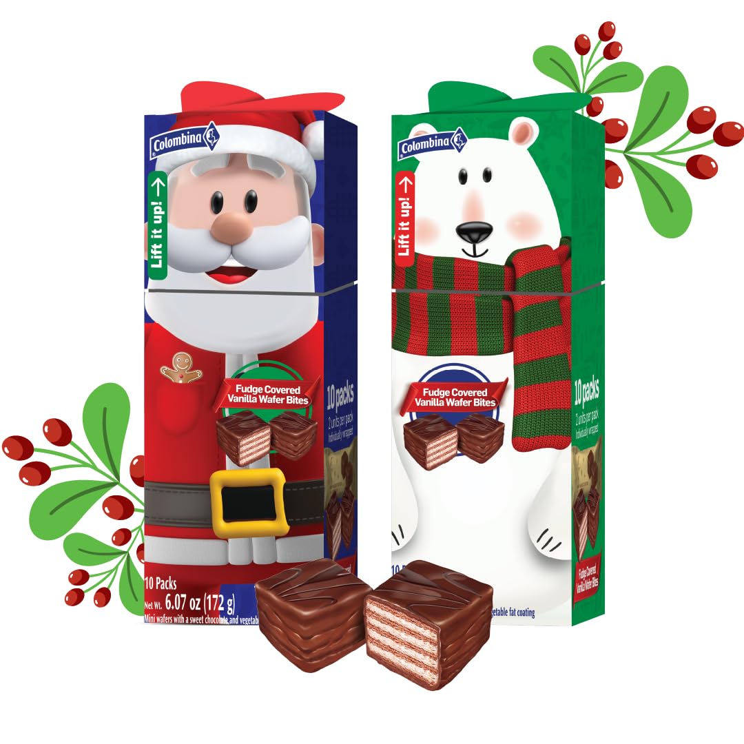 Amazon.com: Colombina Christmas Wafer Bites, Fudge Covered Vanilla ...