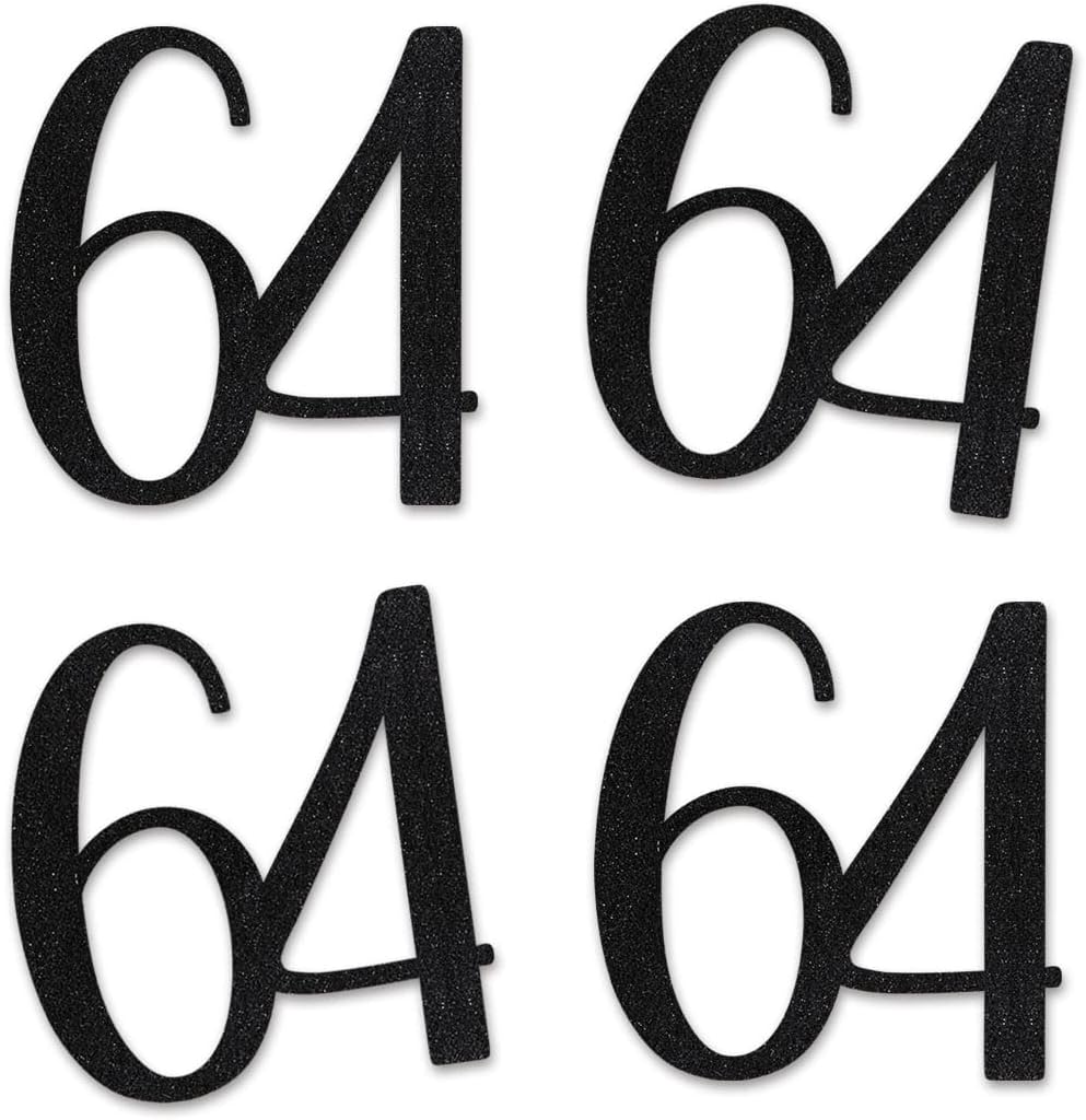 Amazon.com: Black Glitter 64 Cut-Out Numbers, 64th Birthday Party ...