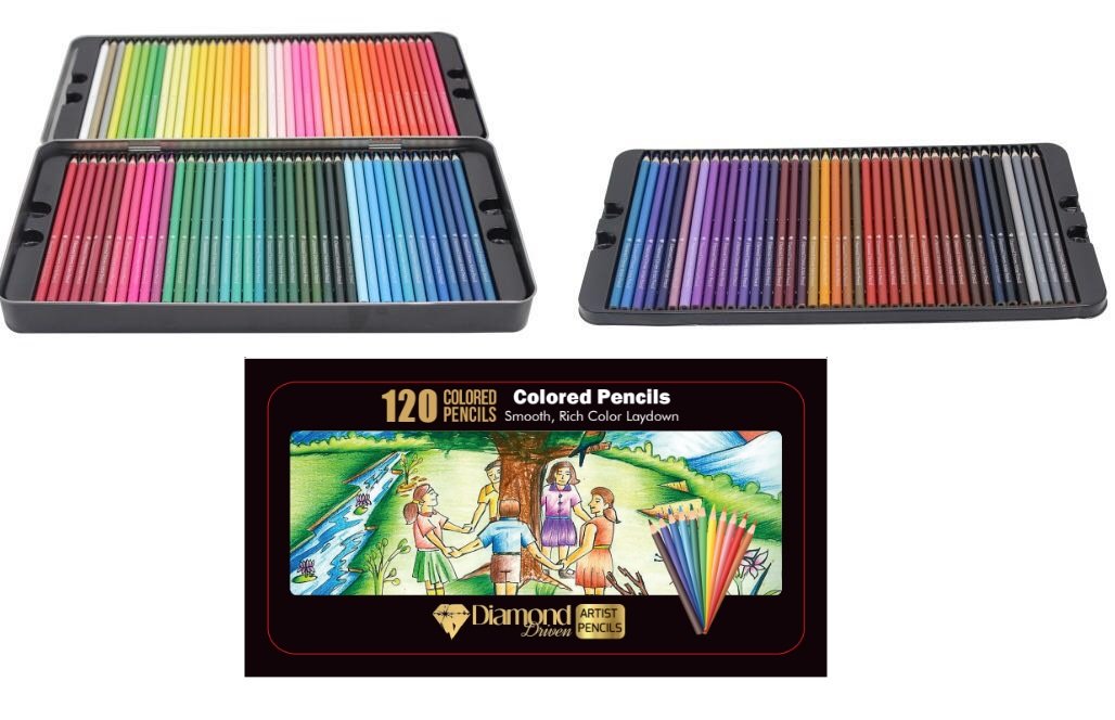 Buy Diamond Driven #1 Artists Colored Pencils 120 Premium Soft Core Pre ...