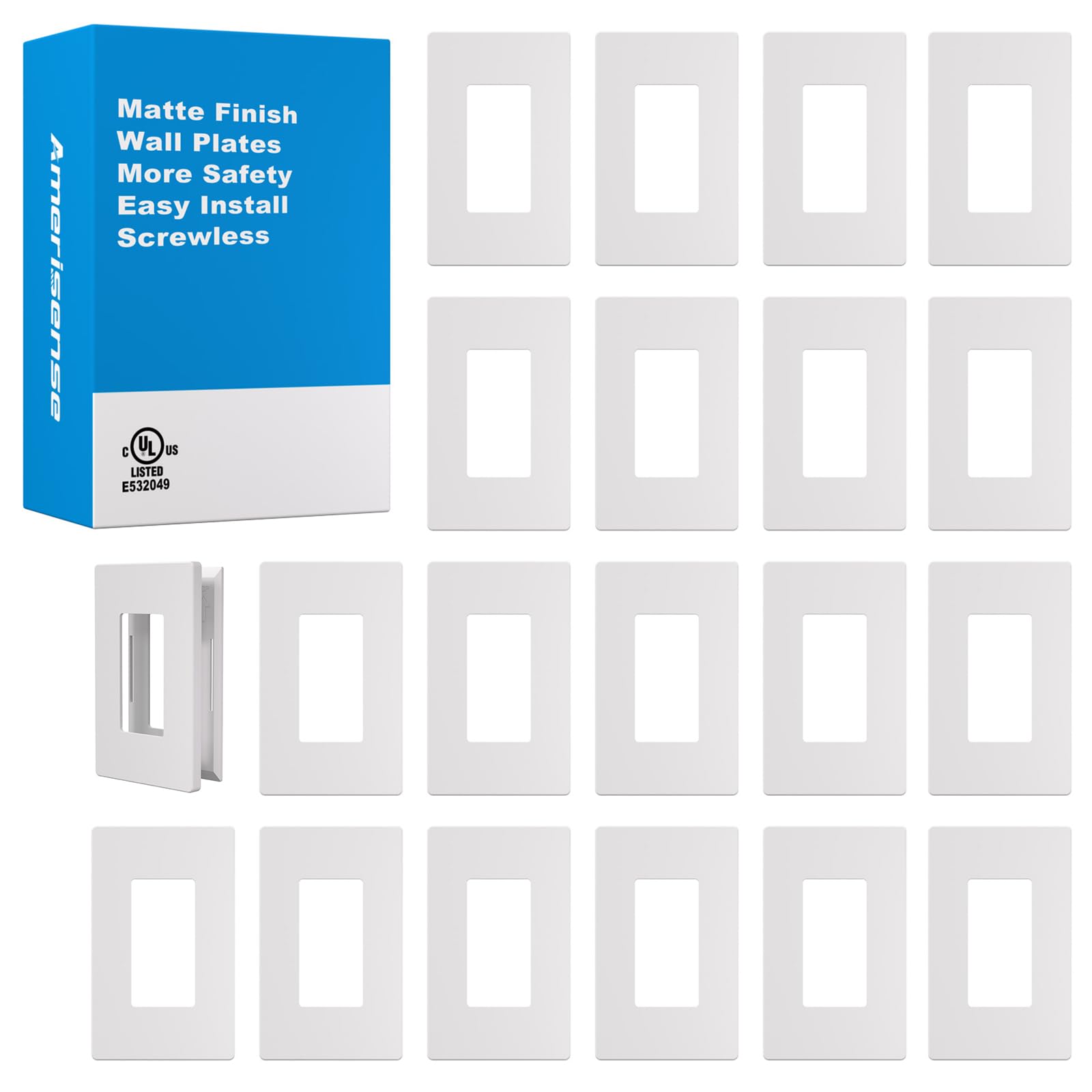 Amerisense Outlet Cover, Screwless Decorator Wall Plate, Light switch ...