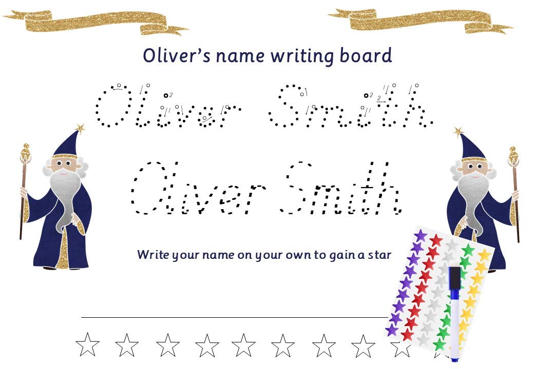 Buy PERSONALISED WIZARD EYFS SEN HOME LEARNING WRITING NAME LETTERS ...