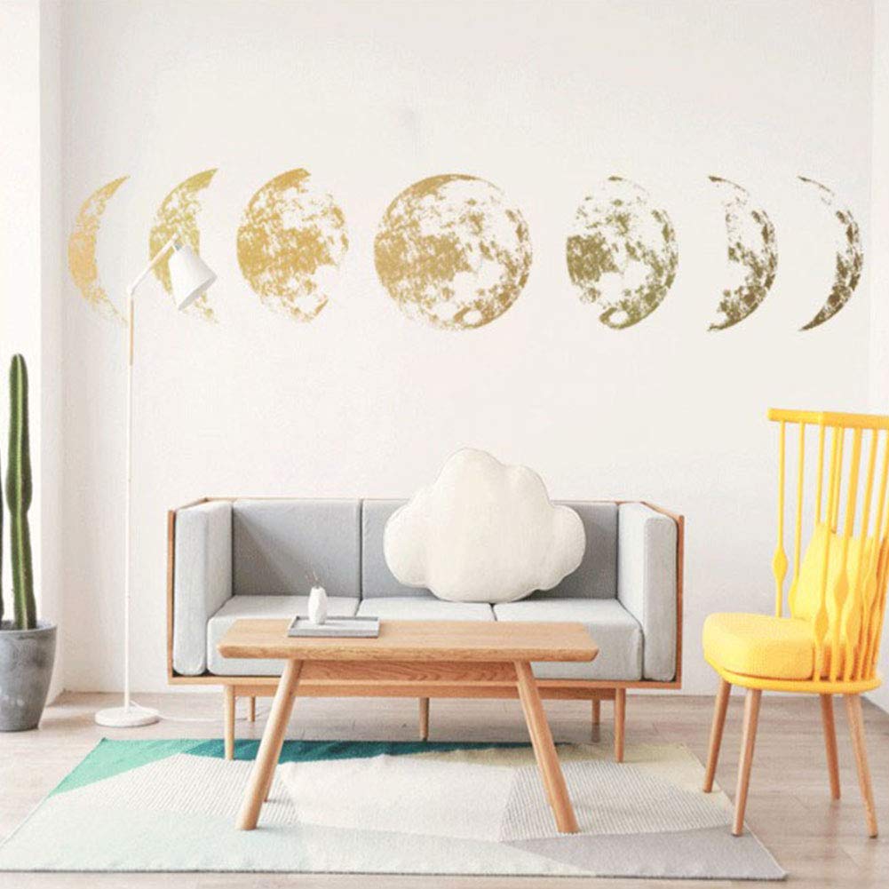 Haofy Moon Phases Decor -Moon Phases Wall Decal, Gold Moon Phases ...