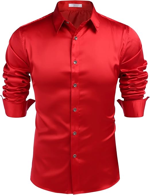 COOFANDY Men's Floral Printed Long Sleeve Slim Fit Button Down Dress ...