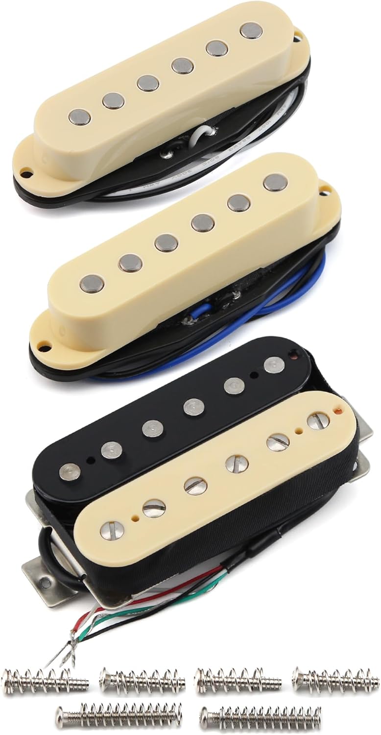 FLEOR Alnico 5 Flat Pole Single Coil Pickups and Humbucker SSH Guitar ...