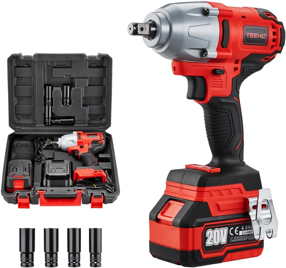 TEENO Brushless Impact Wrench,600N.m Cordless Lithium-Ion Impact Wrench ...