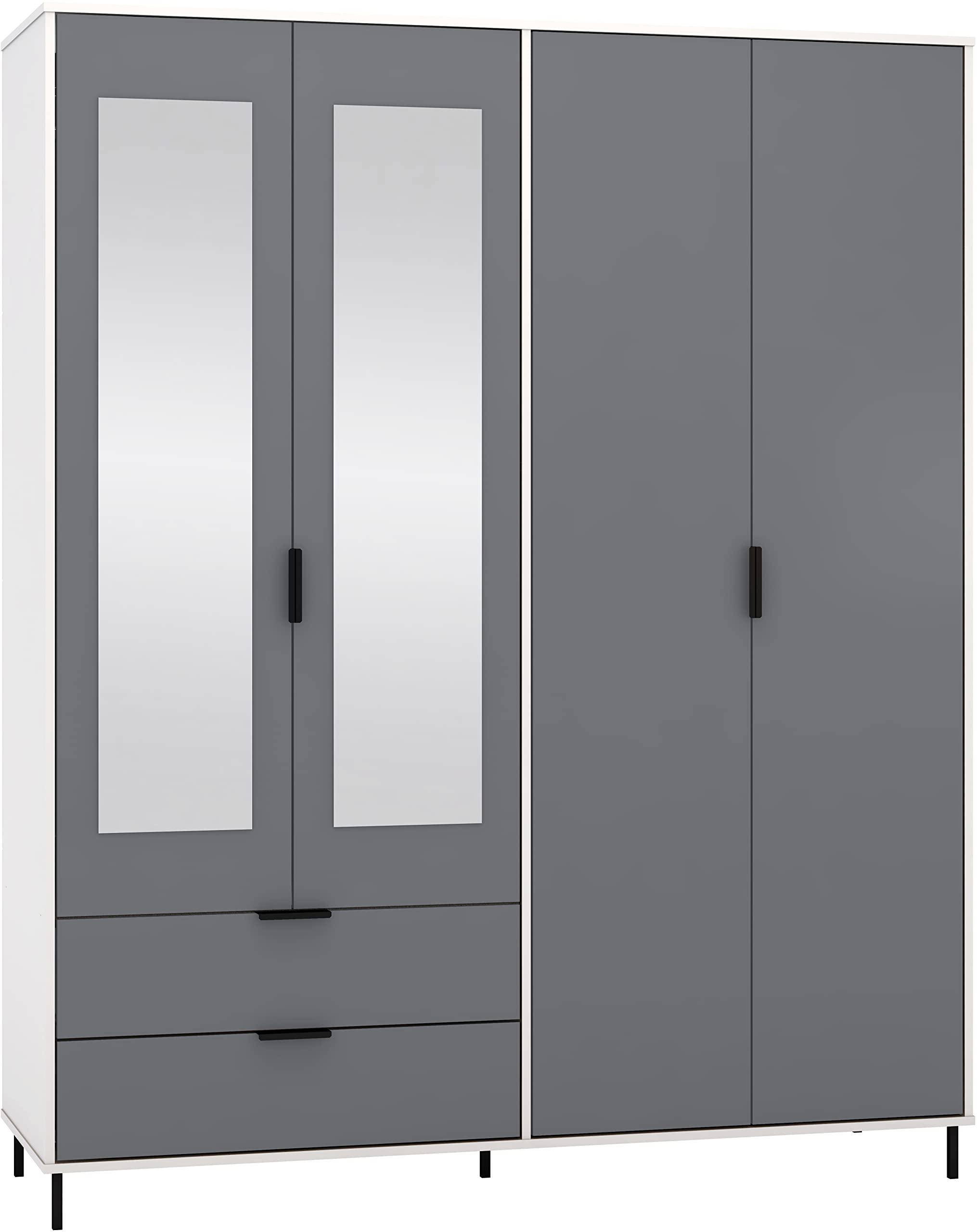 Seconique Madrid 4 Door 2 Drawer Wardrobe in Grey/White Gloss : Amazon ...