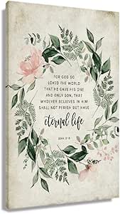 Amazon.com: John 3 16 Wall Art Bible Verse Poster Christian Wall Decor ...
