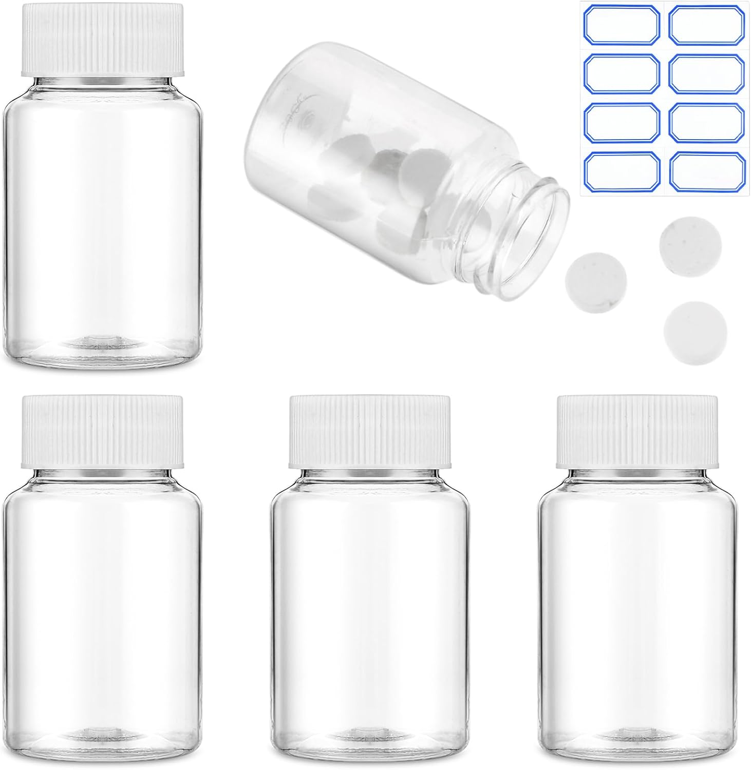 Amazon.com: YUXIANLB 4 Pcs Empty Pill Bottles, 80ml Pill Bottles Empty ...
