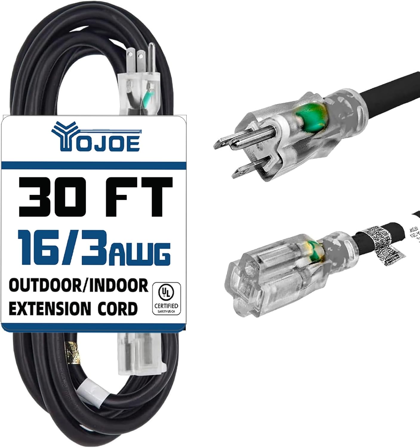 Amazon.com: YOJOE Indoor Outdoor Extension Cord with Lighted End, 3 ...