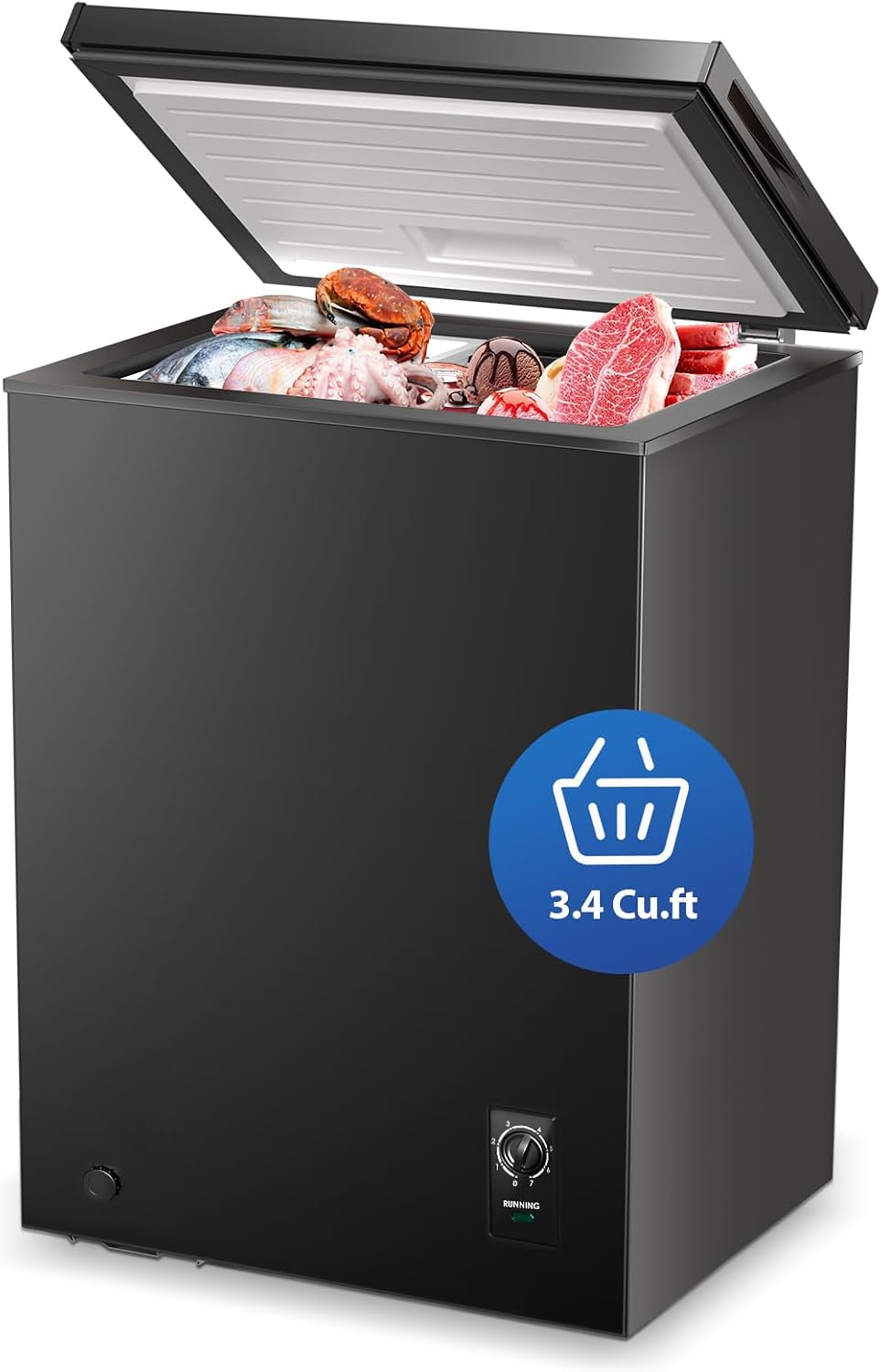 Amazon.com: Kismile 3.4 Cubic Feet Chest Freezer with Removable Basket ...