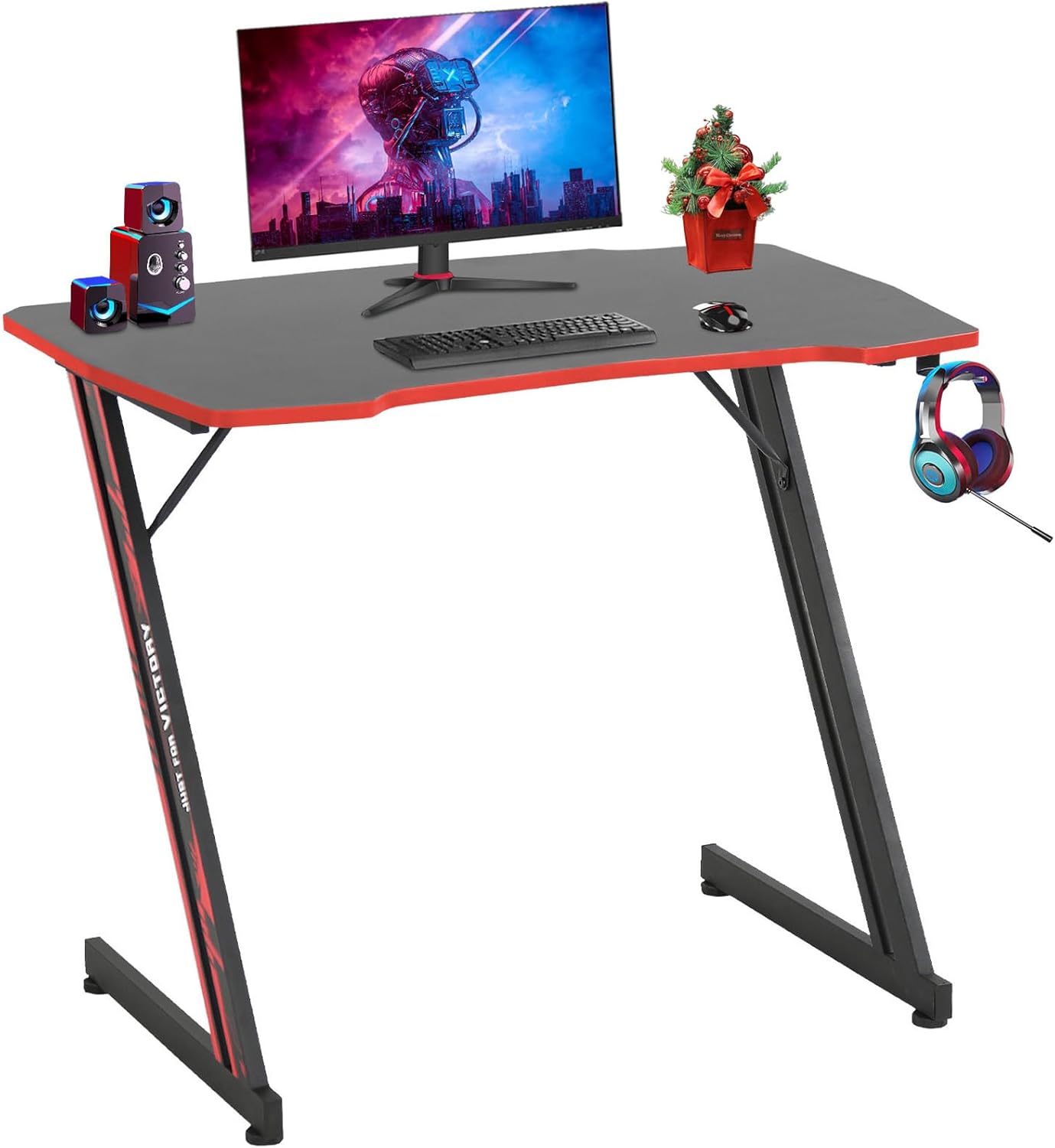 Amazon.com: 35 Inch Gaming Desk, Z-Shaped Carbon Fiber Gaming Computer ...