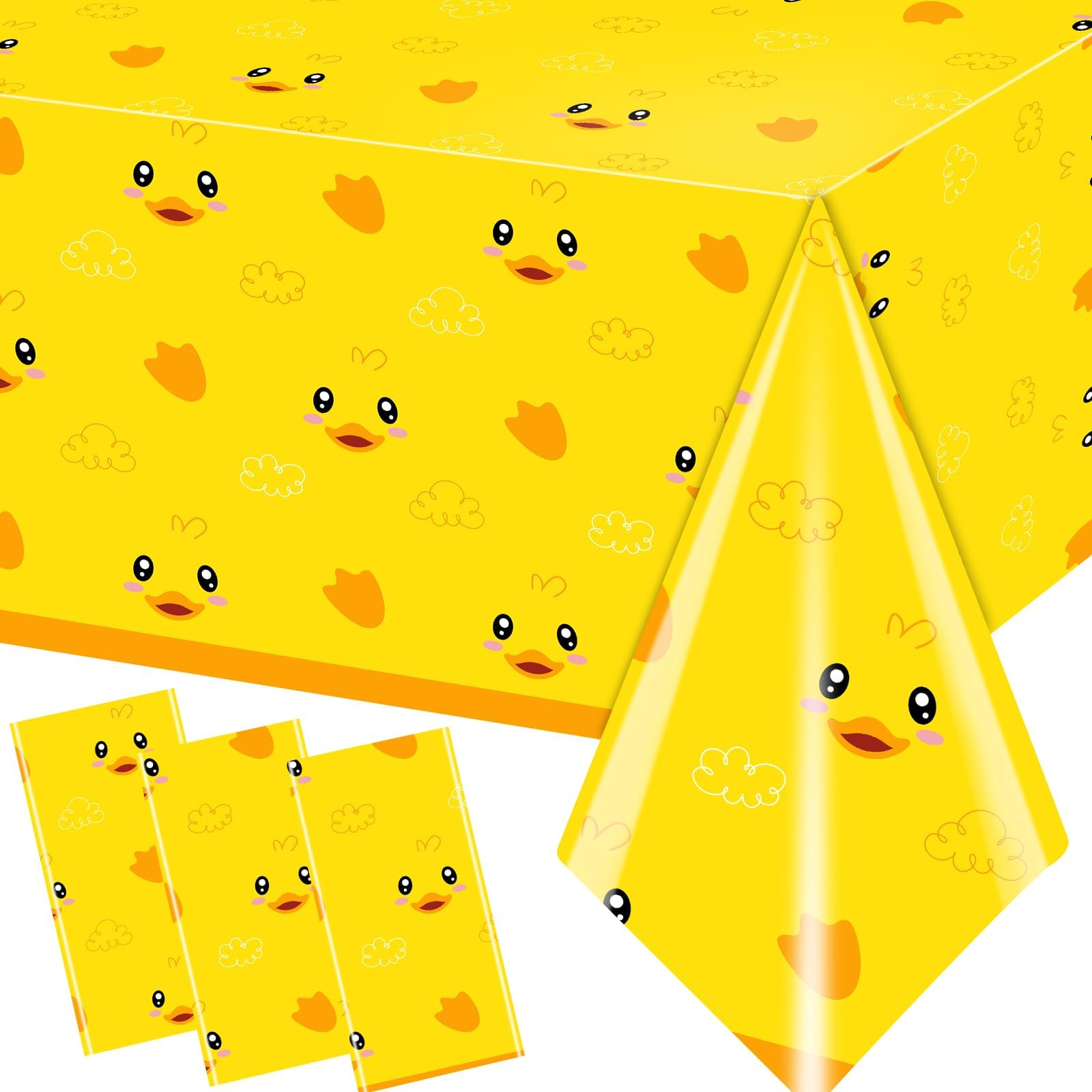 Amazon.com: Coume 3 Pcs 54 x 108 Inch Yellow Duck Tablecloth Cute ...