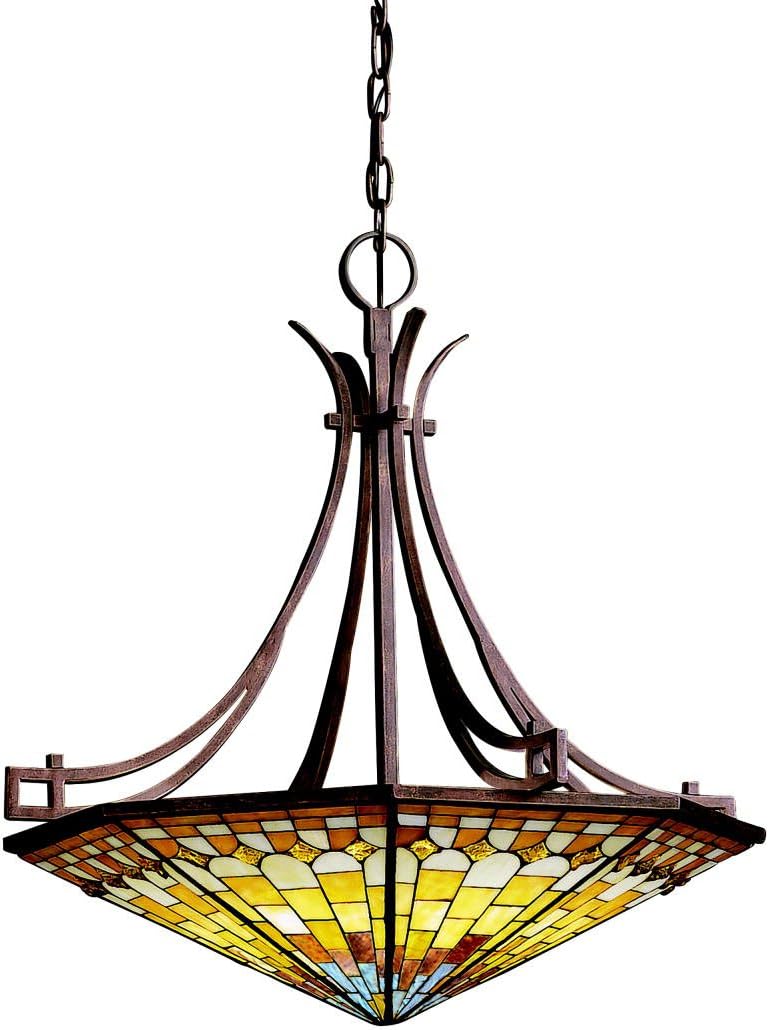 Kichler 65163 6-Light Indio Art Glass Inverted Pendant, Art Nouveau ...