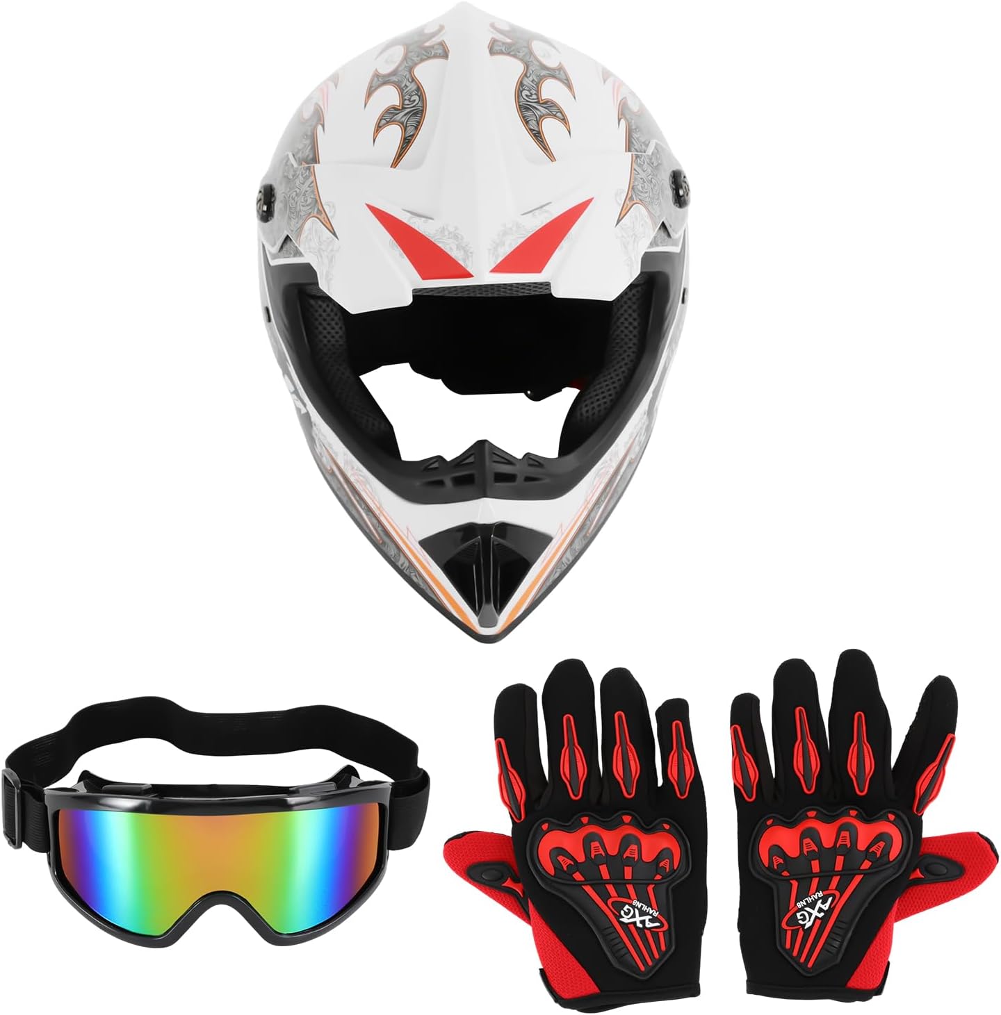 Amazon.com: Motorcycle Full Face Helmet, Motorcross Dirt Bike ATV UTV ...
