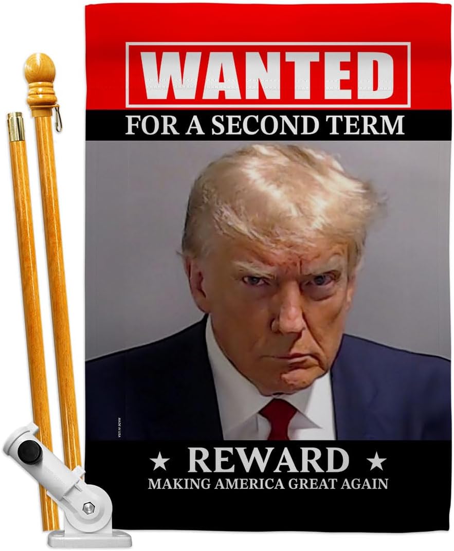 Amazon.com : Trump Mugshot Flag Gift Outdoor Decor Wanted Reward Poster ...