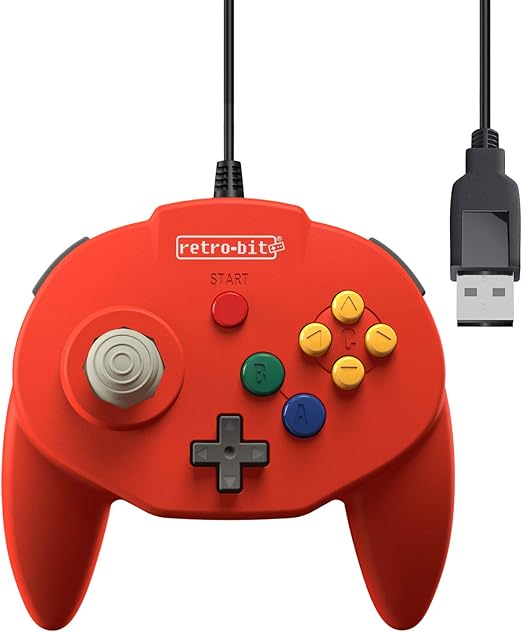 Red Tribute 64 N64 USB PC Controller [Retro-Bit]: Nintendo 64: Video ...
