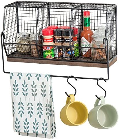 Amazon.com - MyGift Black Metal Chicken Wire Wall Basket Storage Rack ...