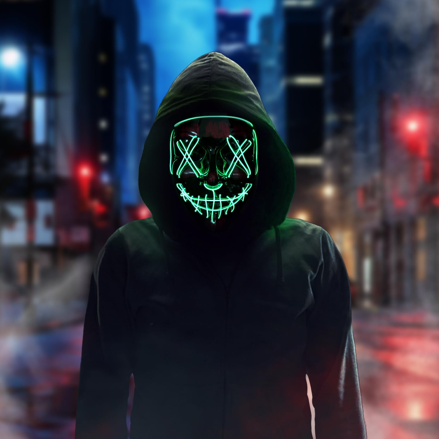 Snapklik.com : Halloween Purge Mask Light Up Scary Mask EL Wire LED ...