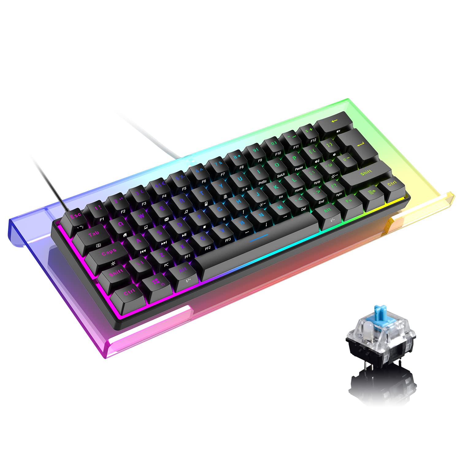 Buy UK Layout 60% Mechanical Gaming Keyboard Type C USB Wired 61 Keys ...