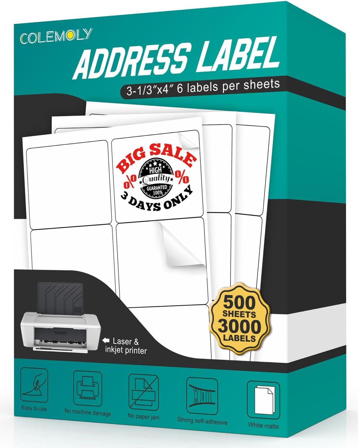 Amazon.com : 4”x3.33” Shipping Labels Mailing Address FBA SKU Printable ...