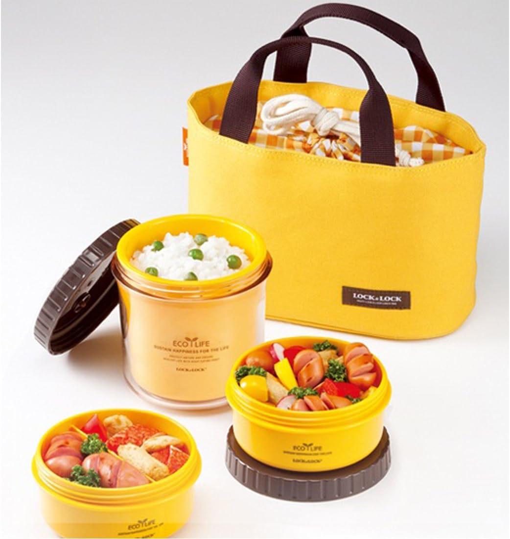 Amazon.com: Lock & Lock Multi Round Bento Lunch Box Set with 3 ...