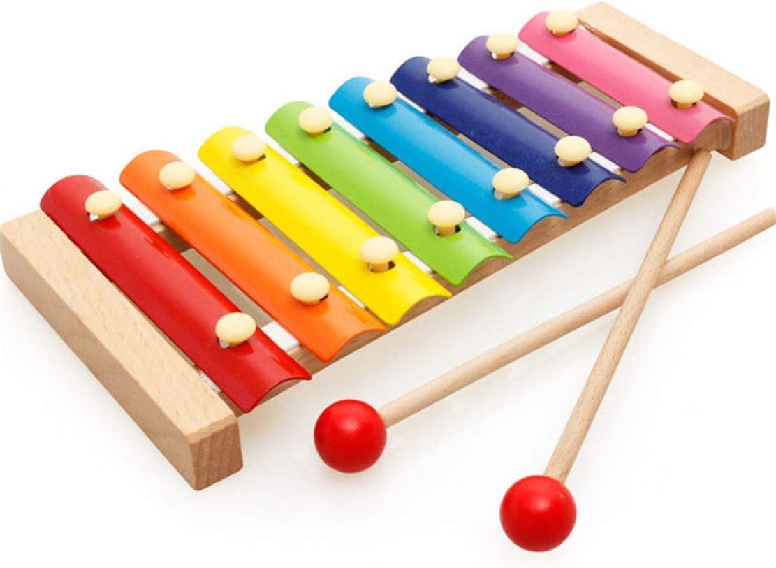 crazycrafts wooden xylophone with 8 notes for kids, (Multi color ...