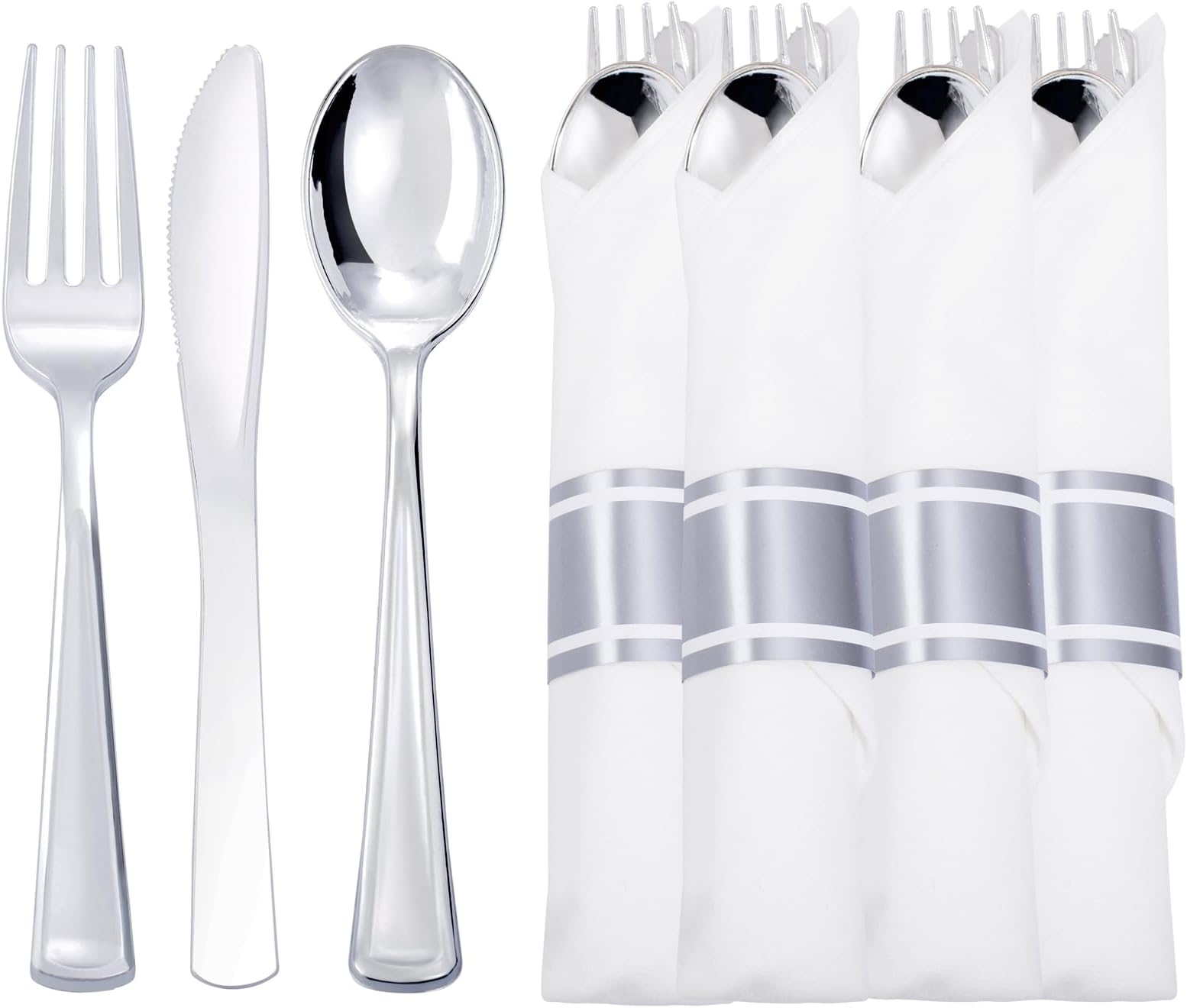 Amazon.com: Skywin Plastic Silverware Sets Individually Wrapped Spoon ...