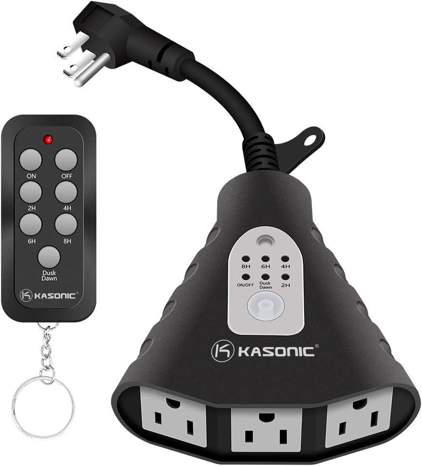 K KASONIC - Outdoor Light Timer, Waterproof Plug in Sensor Outlet Timer ...