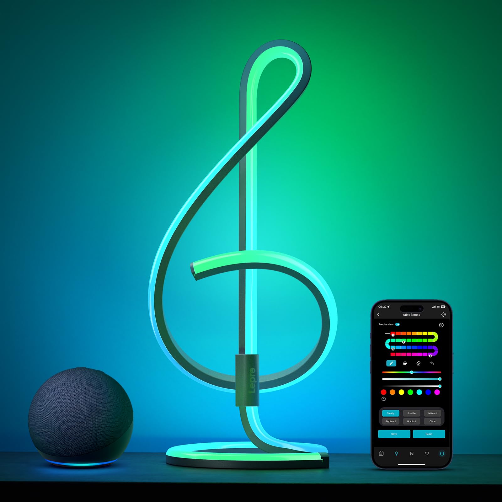 Lepro TB2 AI Smart Table Lamp, RGB+IC Addressable LED Lamp Alexa Google ...