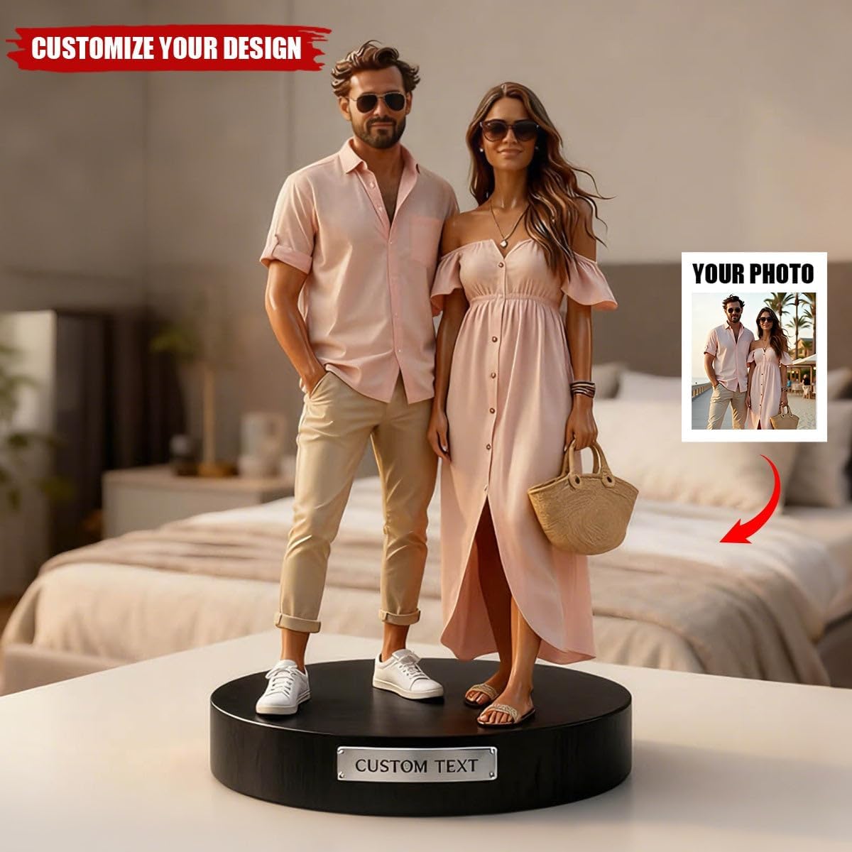 Personalized couple photo wax figure style Custom Shaped Plaque ...